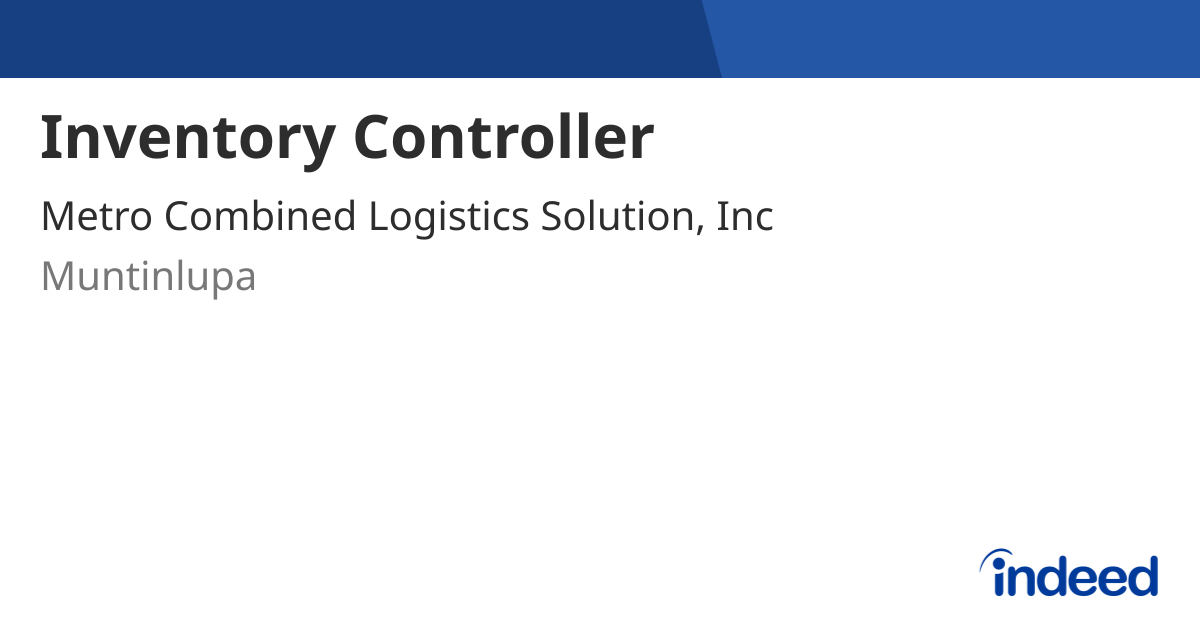Inventory Controller - Muntinlupa - Indeed.com