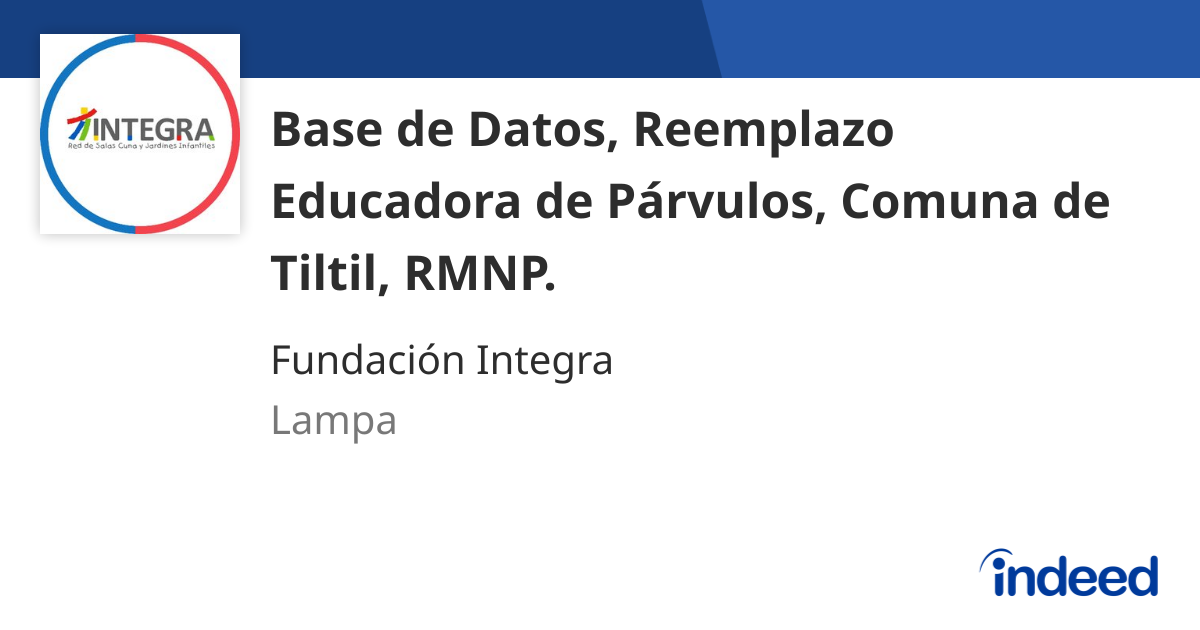 Base de Datos, Reemplazo Educadora de Párvulos, Comuna de Tiltil, RMNP ...