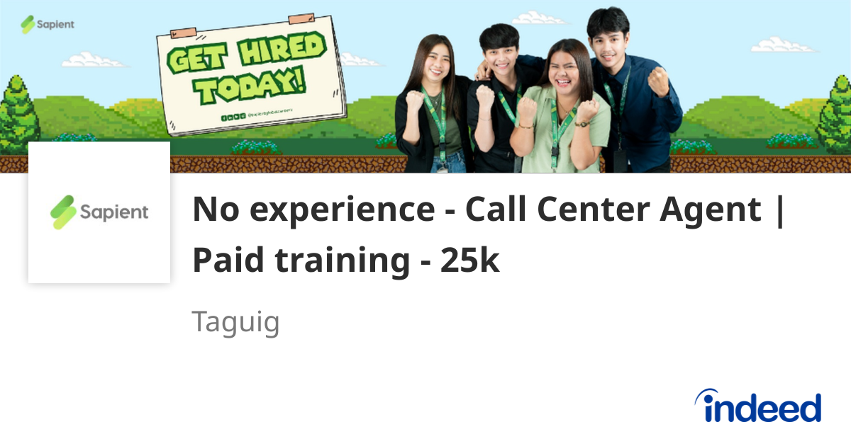 No experience - Call Center Agent | Paid training - 25k - Taguig ...