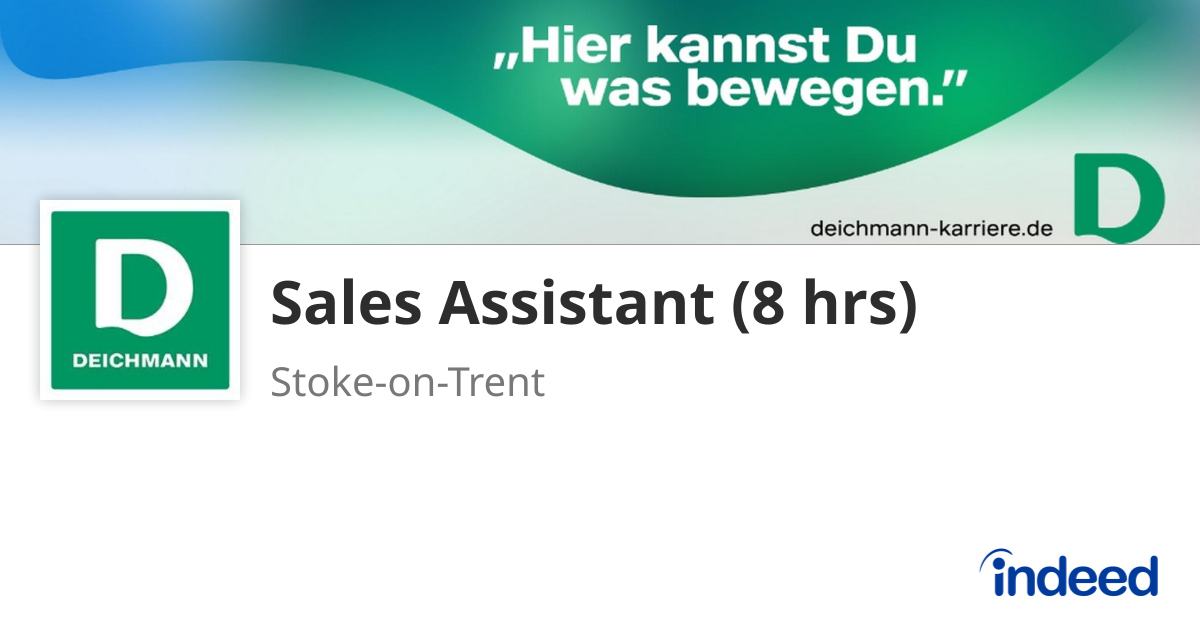 Sales Assistant (8 hrs) - Stoke-on-Trent ST1 - Indeed.com