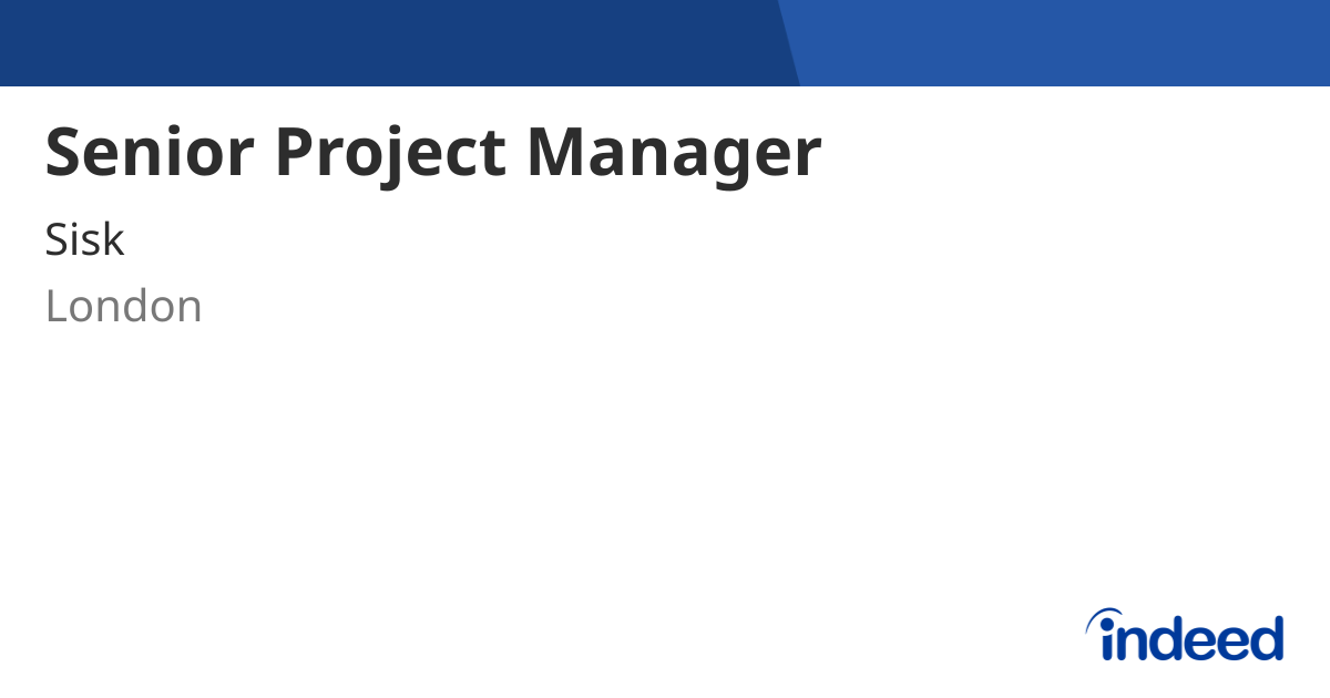 Senior Project Manager - London - Indeed.com
