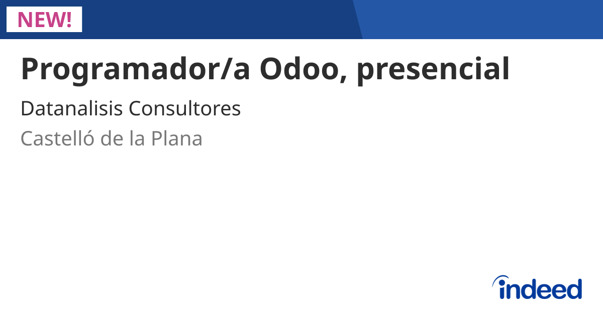 Programador/a Odoo, presencial - Castelló de la Plana, Castellón ...