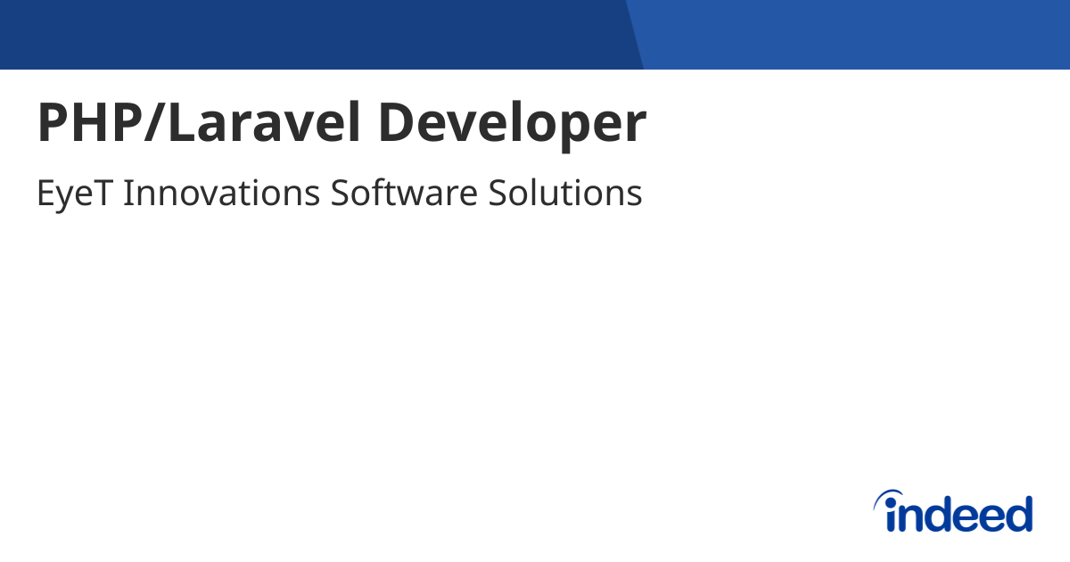 PHP/Laravel Developer - Edapalli, Kerala - Indeed.com