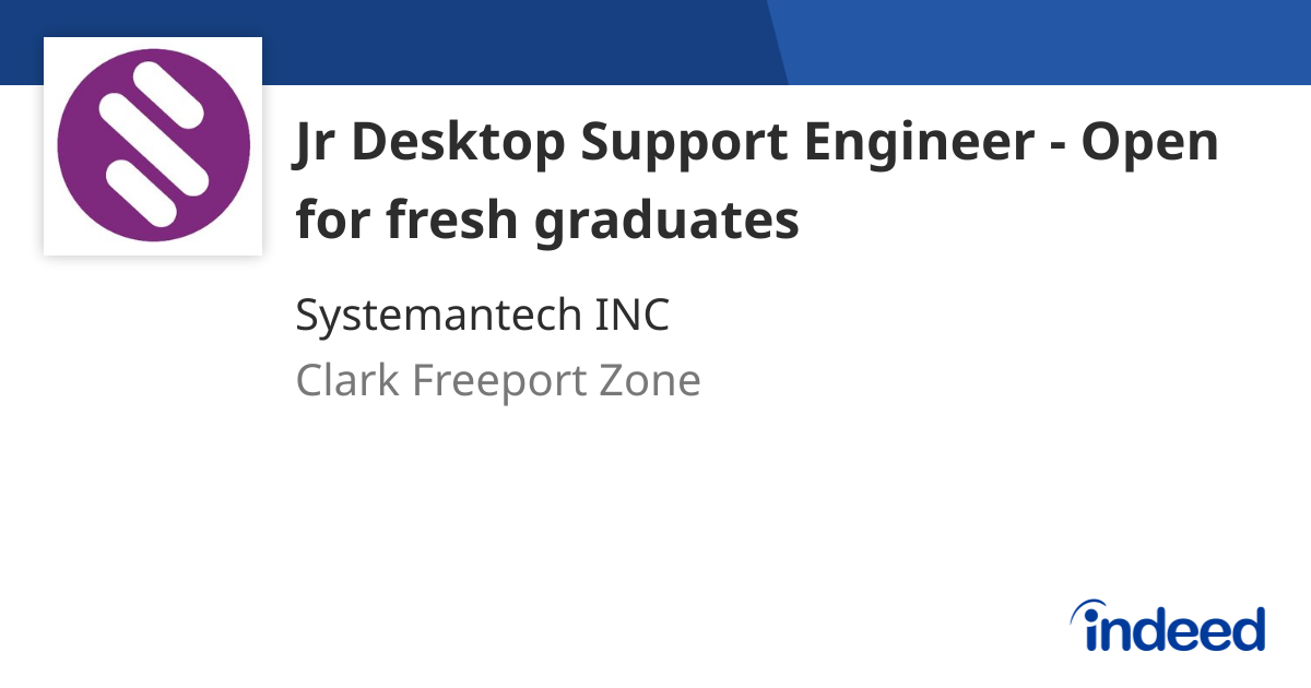 Jr Desktop Support Engineer - Open for fresh graduates - Clark Freeport ...