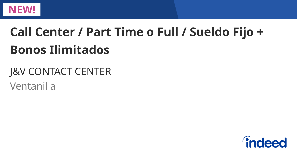 Call Center / Part Time o Full / Sueldo Fijo + Bonos Ilimitados ...