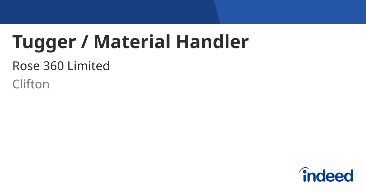 Tugger / Material Handler - Clifton - Indeed.com