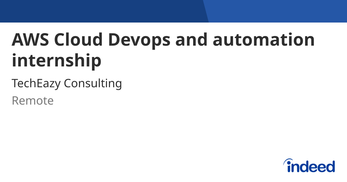AWS Cloud Devops and automation internship - Remote - Indeed.com