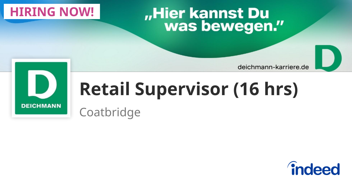 Retail Supervisor (16 hrs) - Coatbridge ML5 3SQ - Indeed.com