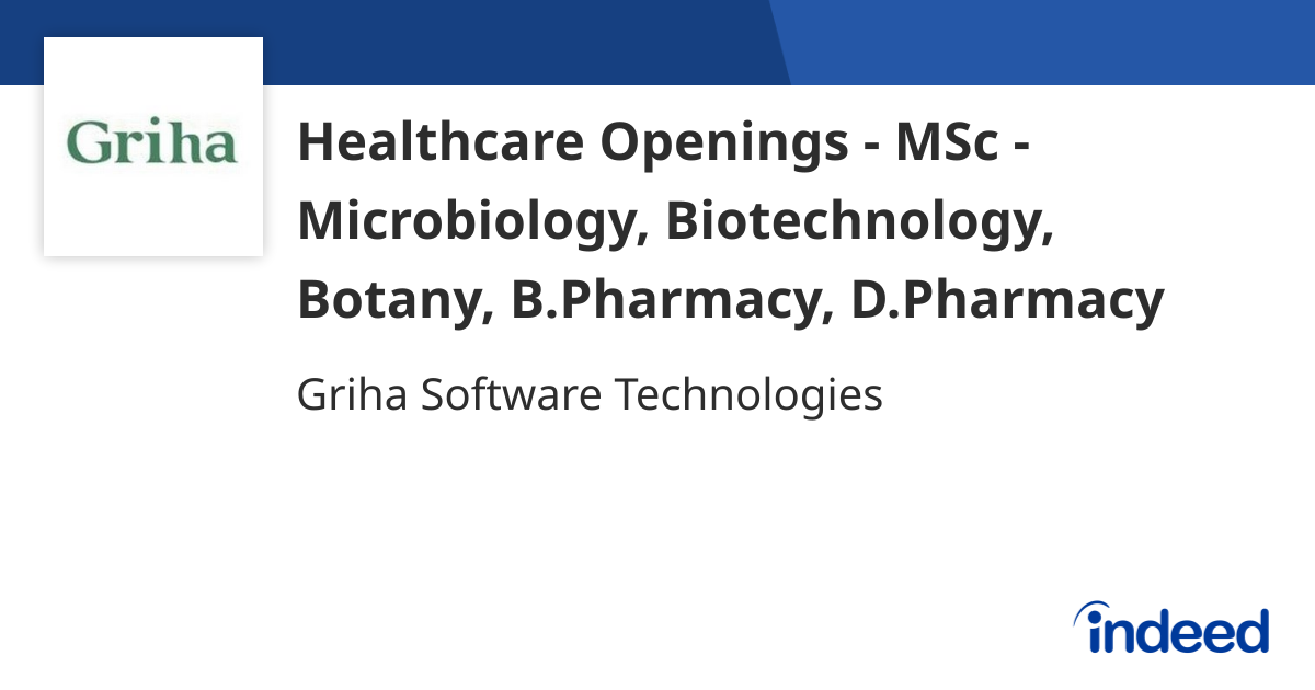 Healthcare Openings - MSc - Microbiology, Biotechnology, Botany, B ...