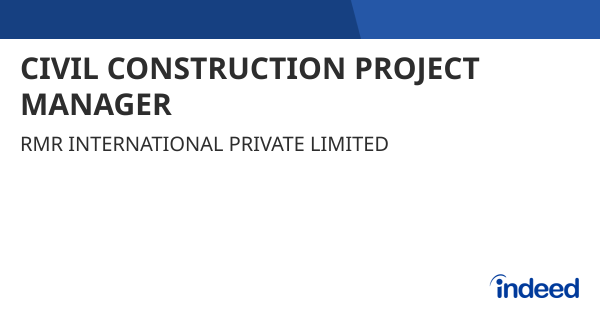 CIVIL CONSTRUCTION PROJECT MANAGER - Singapore - Indeed.com