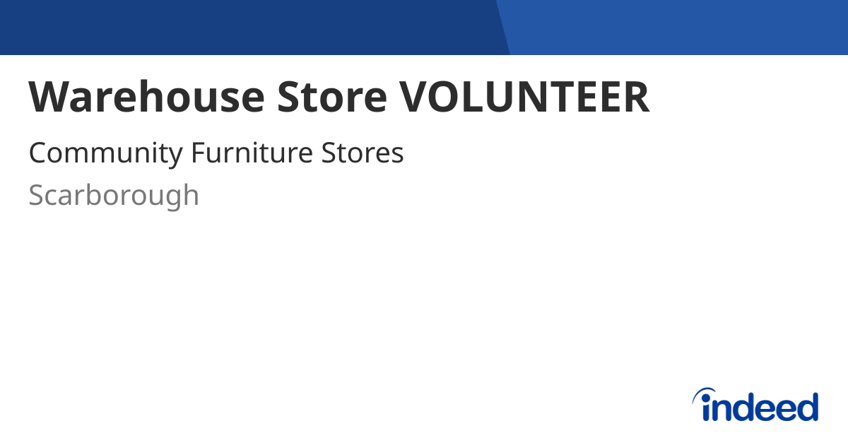 Warehouse Store VOLUNTEER - Scarborough YO12 4EH - Indeed.com