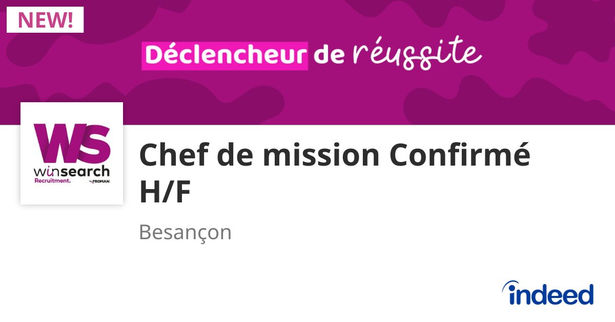 Chef de mission Confirmé H/F - Besançon (25) - Indeed.com