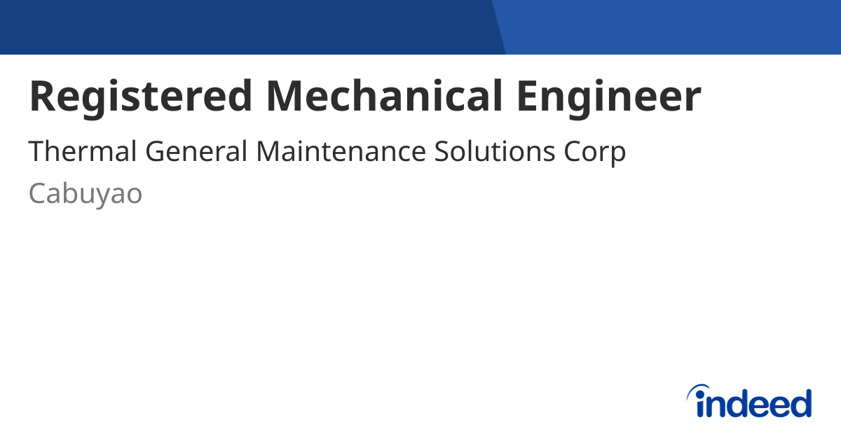 Registered Mechanical Engineer - Cabuyao - Indeed.com