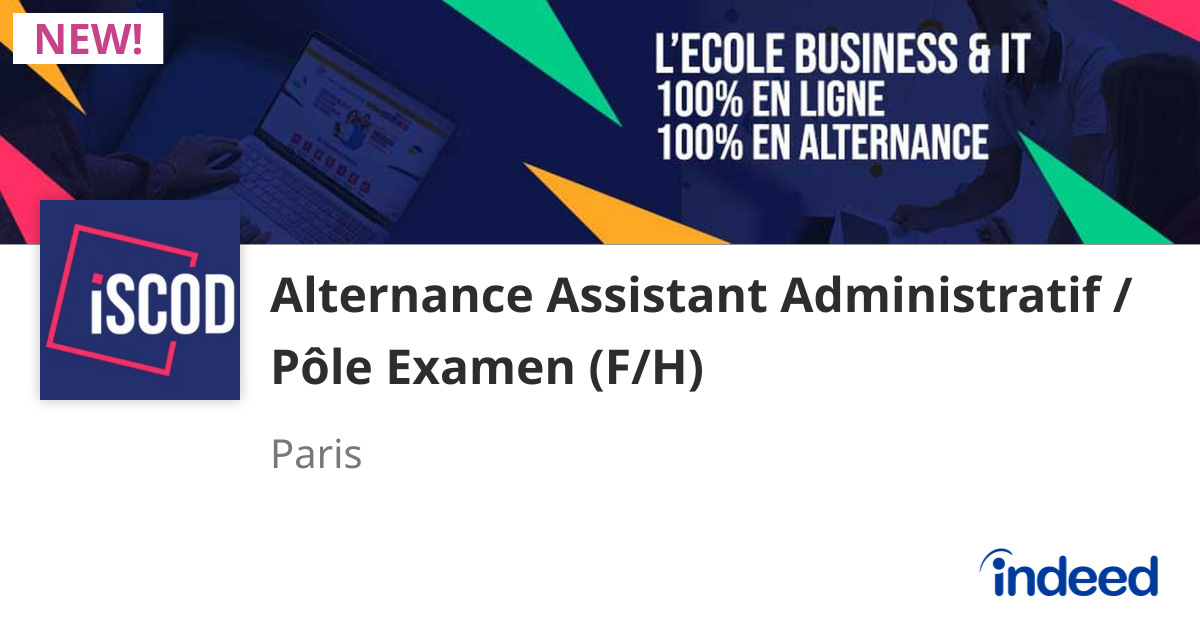 Alternance Assistant Administratif / Pôle Examen (F/H) - 75020 Paris ...