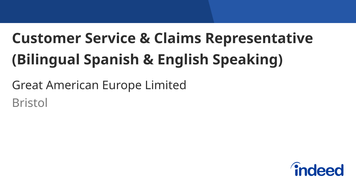 Customer Service & Claims Representative (Bilingual Spanish & English ...
