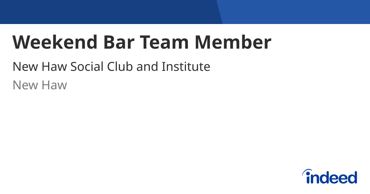 Weekend Bar Team Member - New Haw KT15 3NA - Indeed.com