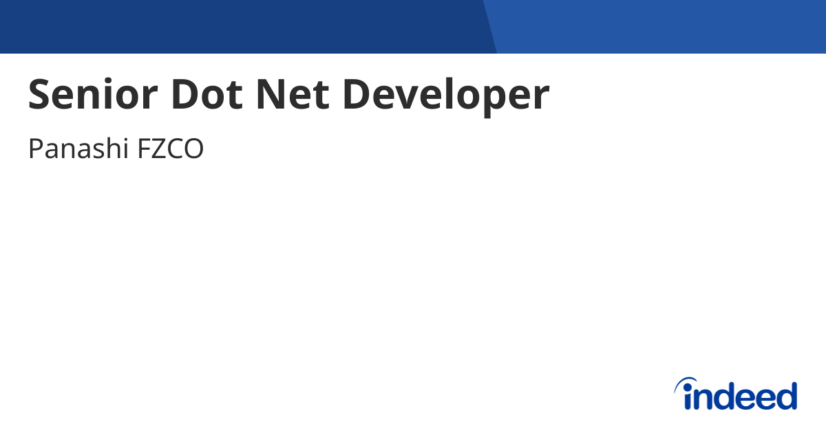 Senior Dot Net Developer - Kochi, Kerala - Indeed.com