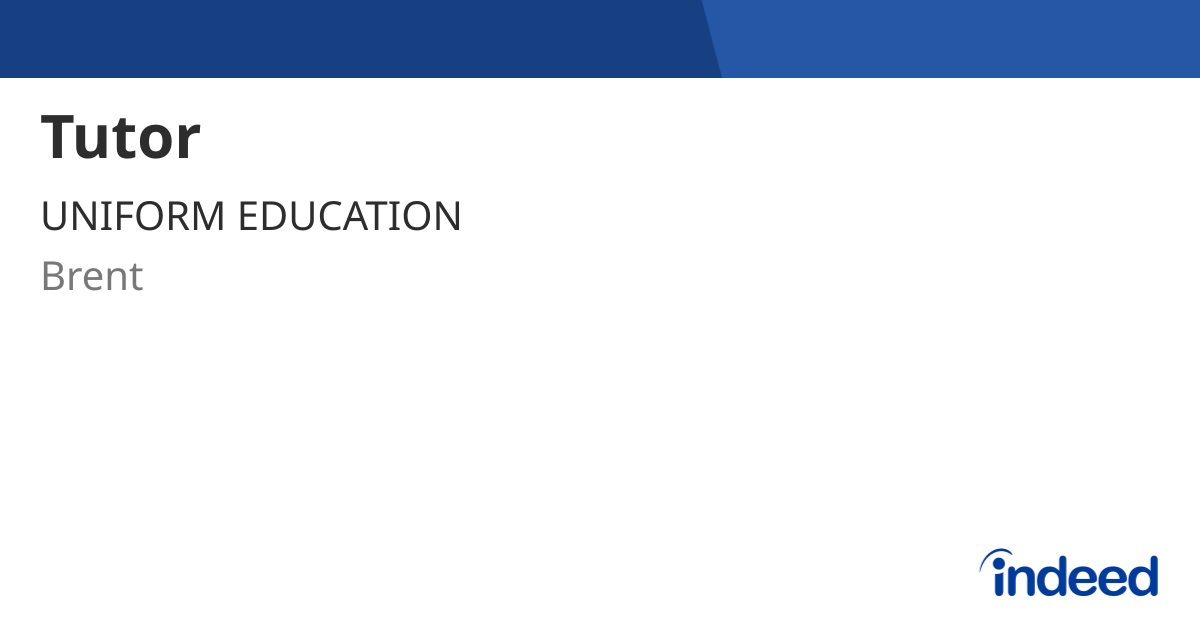 Tutor - Brent - Indeed.com