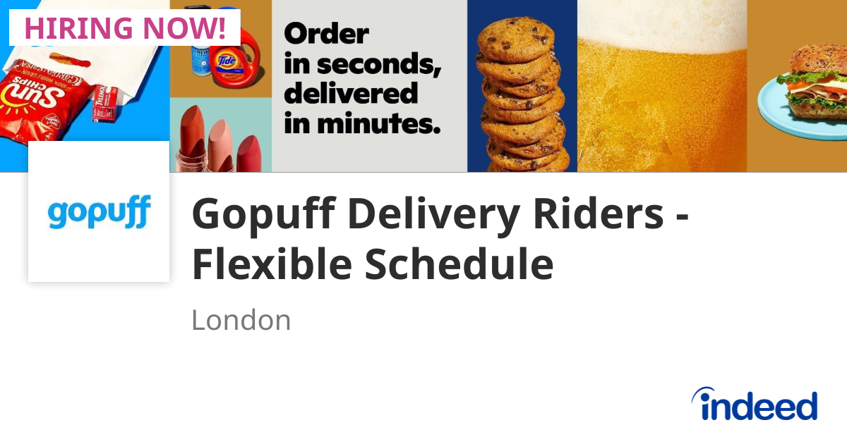 Gopuff Delivery Riders - Flexible Schedule - London - Indeed.com