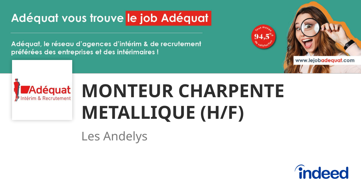 MONTEUR CHARPENTE METALLIQUE (H/F) - 27700 Les Andelys - Indeed.com