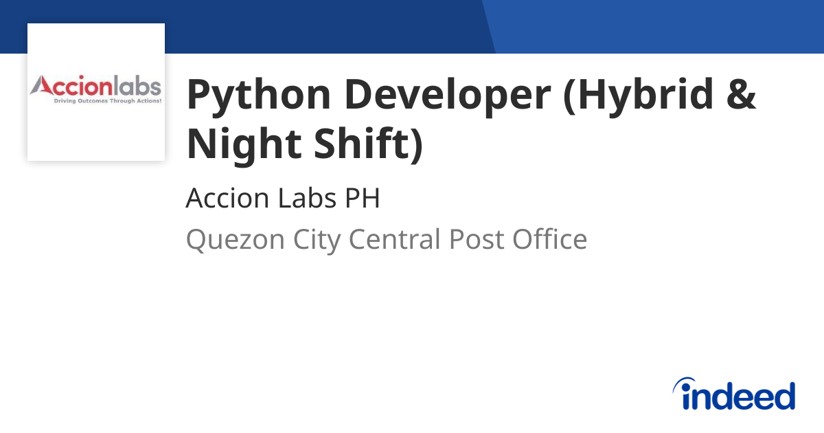 Python Developer (Hybrid & Night Shift) - Quezon City Central Post Office - Indeed.com