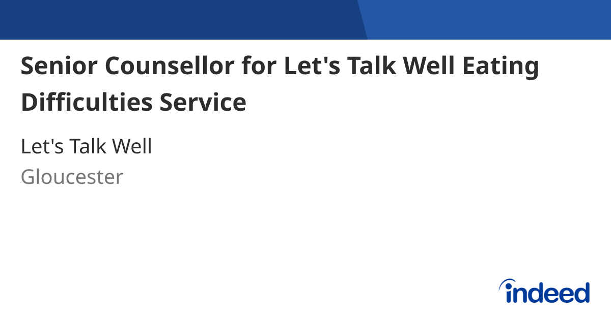 Senior Counsellor for Let's Talk Well Eating Difficulties Service ...