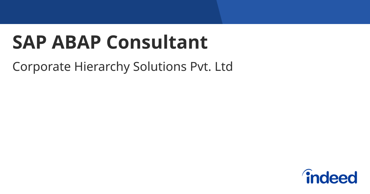 SAP ABAP Consultant - Hyderabad, Telangana - Indeed.com