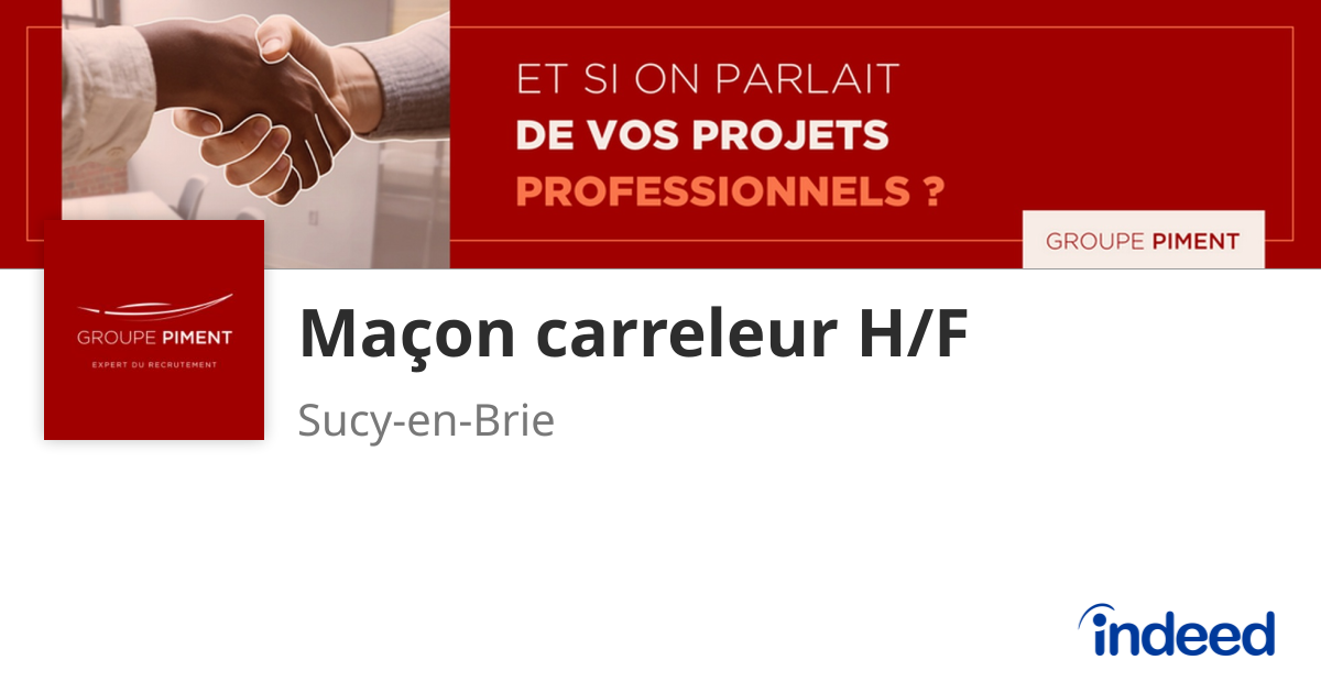 Maçon carreleur H/F - 94370 Sucy-en-Brie - Indeed.com