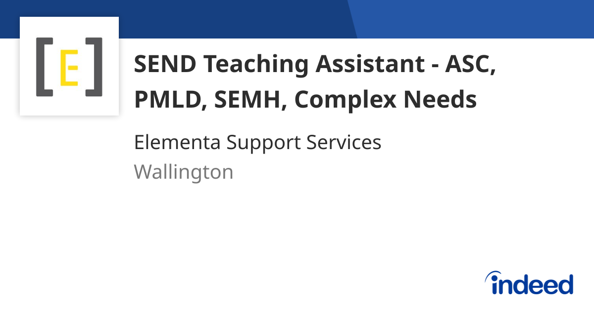 SEND Teaching Assistant - ASC, PMLD, SEMH, Complex Needs - Wallington ...