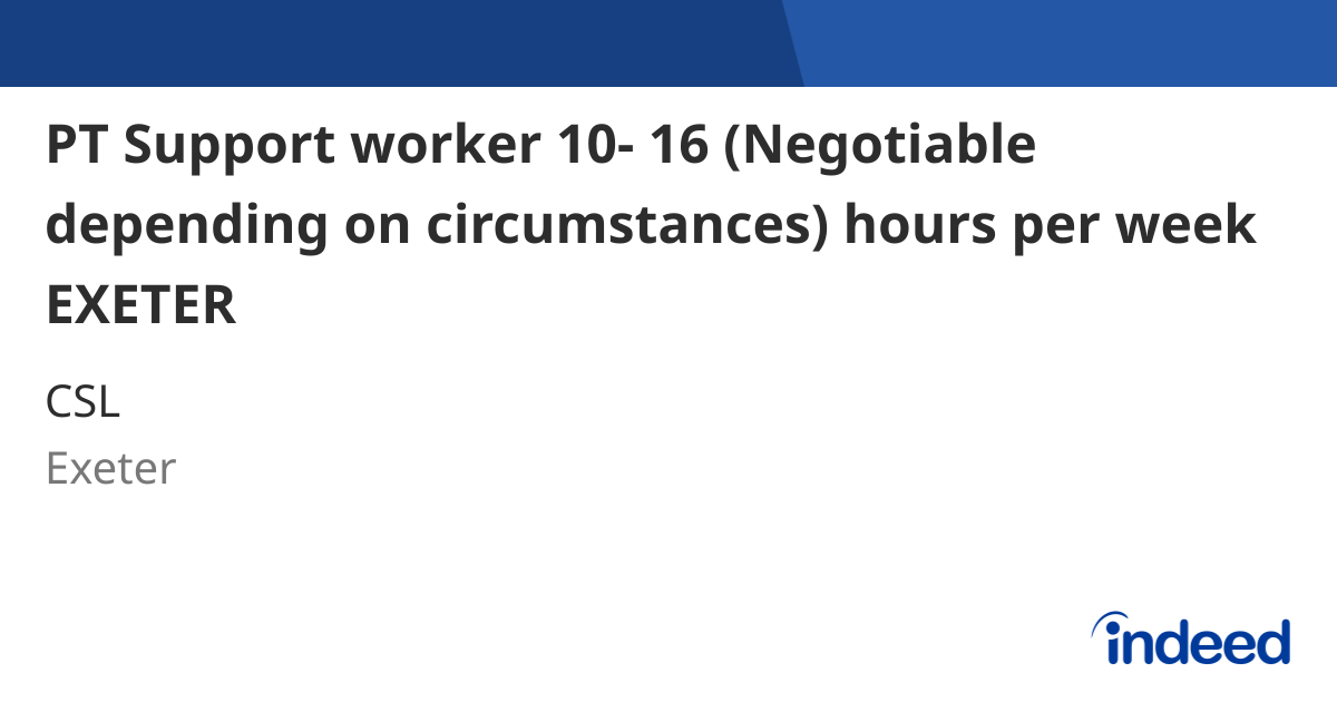 PT Support worker 10- 16 (Negotiable depending on circumstances) hours ...
