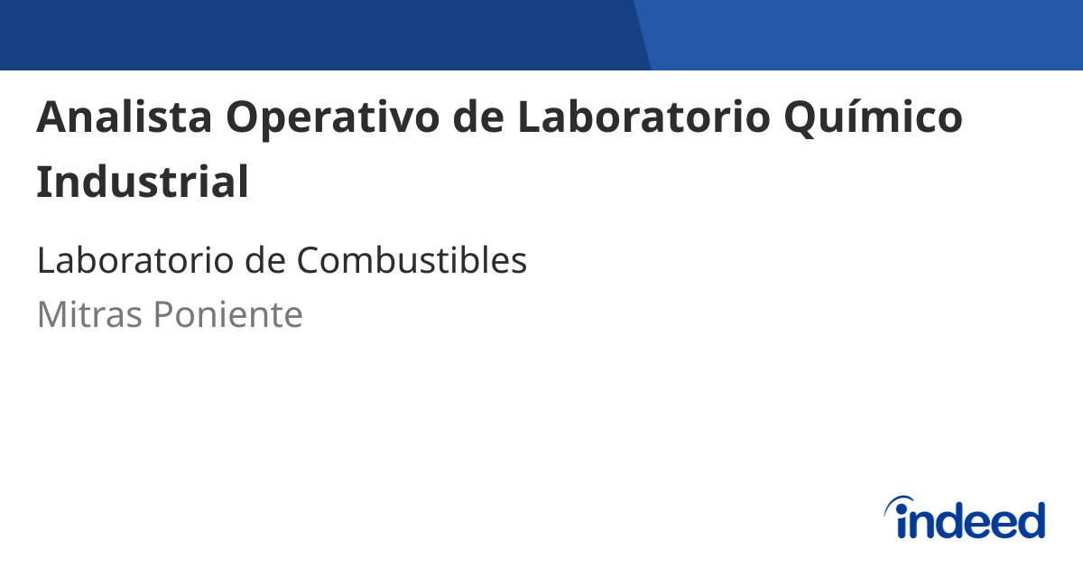Analista Operativo de Laboratorio Químico Industrial - 66023, Mitras ...