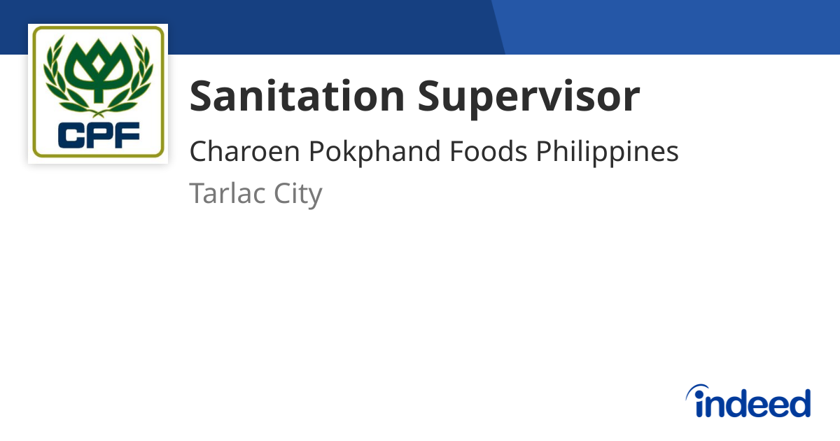 Sanitation Supervisor - Tarlac City - Indeed.com