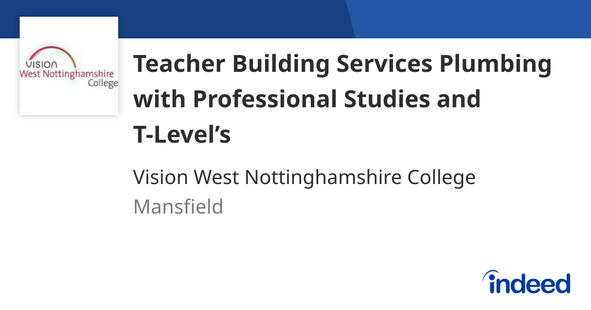 Teacher Building Services Plumbing with Professional Studies and T ...