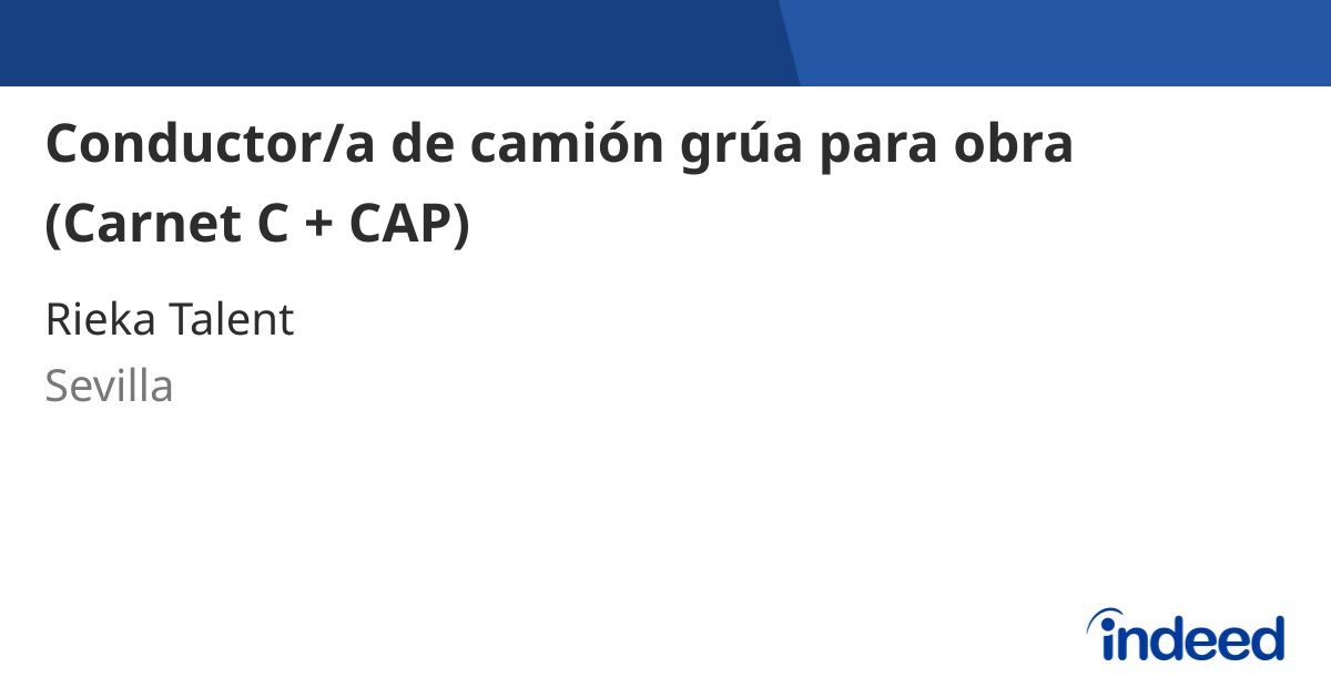 Conductor/a de camión grúa para obra (Carnet C + CAP) - 41001 Sevilla, Sevilla provincia ...