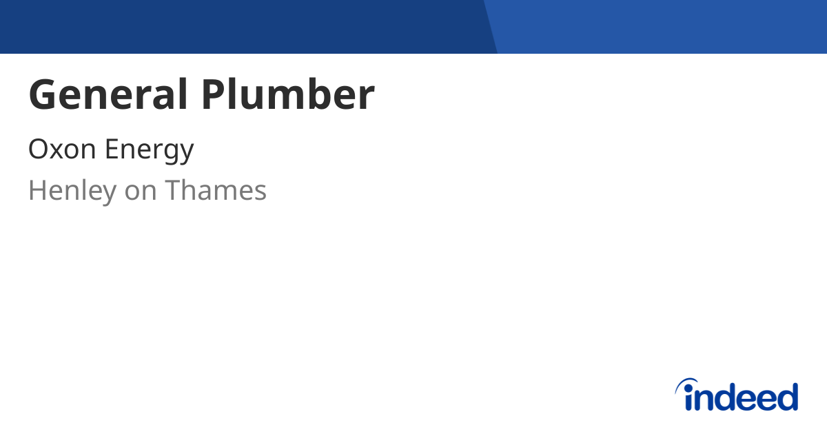 General Plumber - Henley on Thames RG9 - Indeed.com