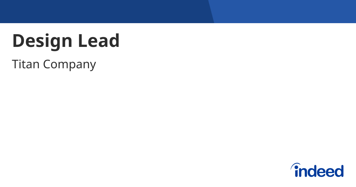 Design Lead - Bengaluru, Karnataka - Indeed.com