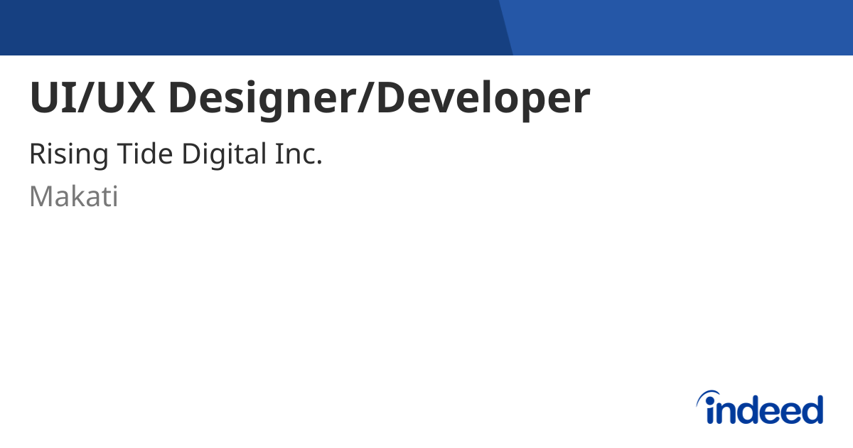 UI/UX Designer/Developer - Makati - Indeed.com