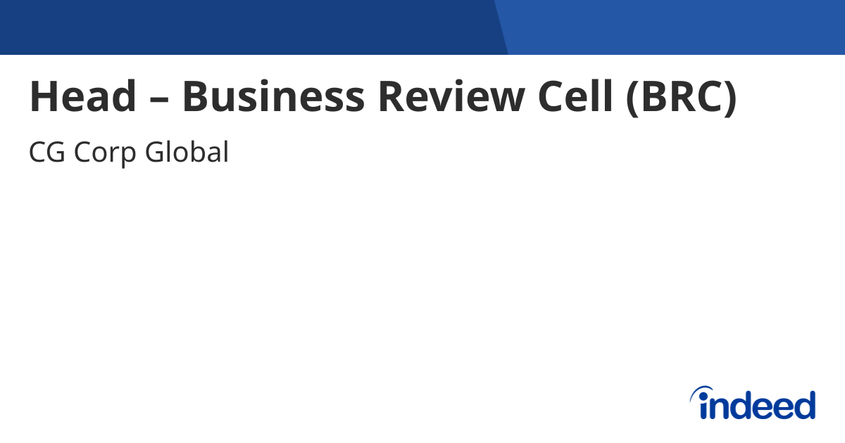 Head – Business Review Cell (BRC) - Gurugram, Haryana - Indeed.com