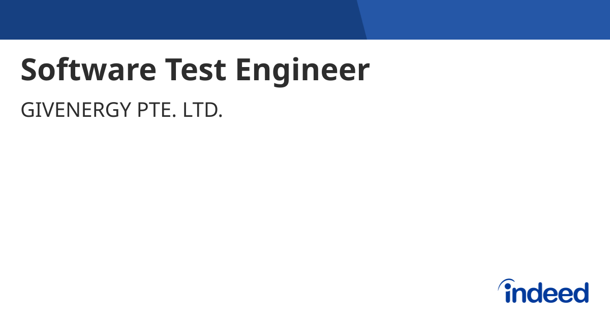 Software Test Engineer - Singapore - Indeed.com