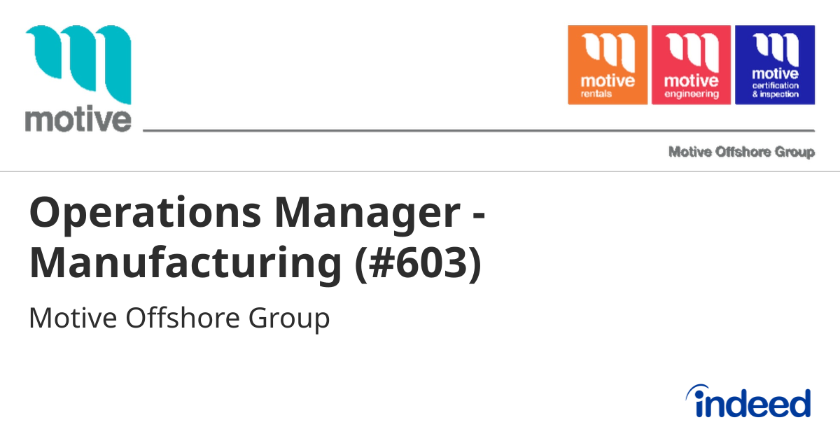 Operations Manager - Manufacturing (#603) - Aberdeenshire - Indeed.com