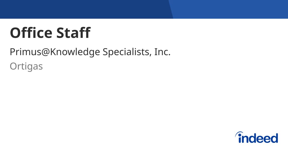 Office Staff - Ortigas - Indeed.com