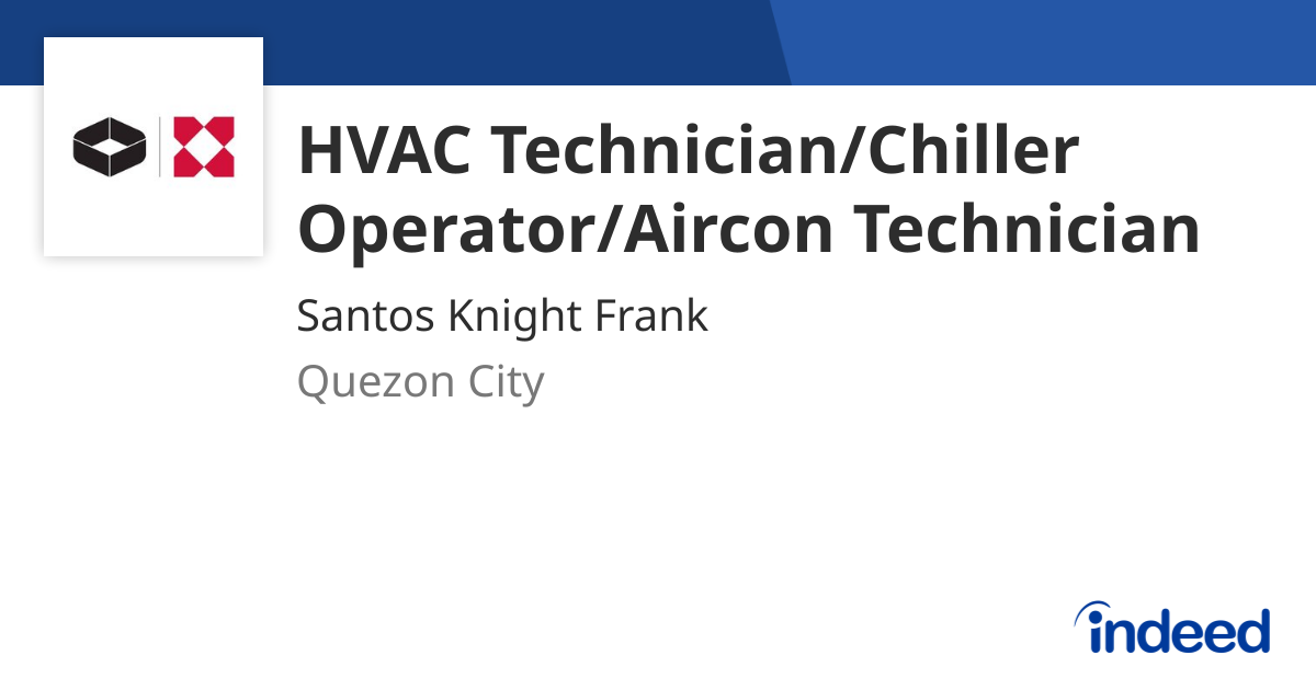 HVAC Technician/Chiller Operator/Aircon Technician - Quezon City ...
