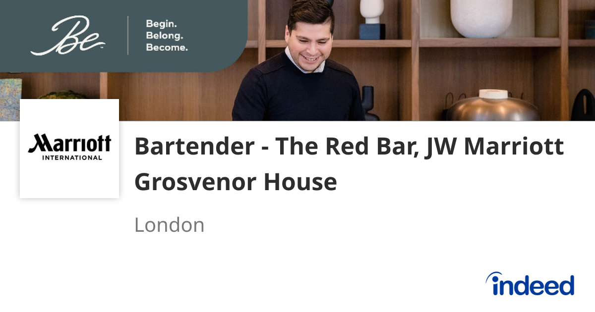 Bartender - The Red Bar, JW Marriott Grosvenor House - London W1K ...