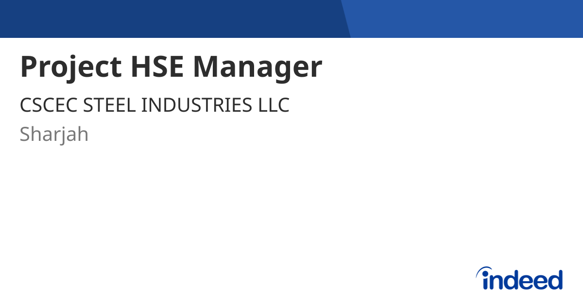 Project HSE Manager - Sharjah - Indeed.com