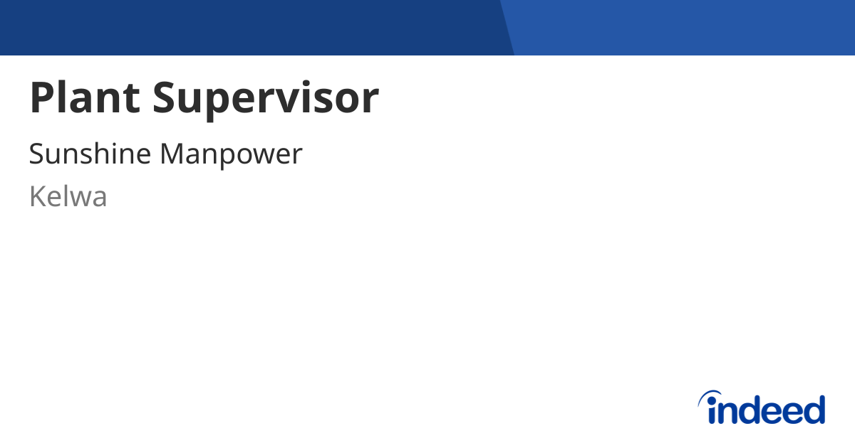 Plant Supervisor - Kelwa, Rajasthan - Indeed.com