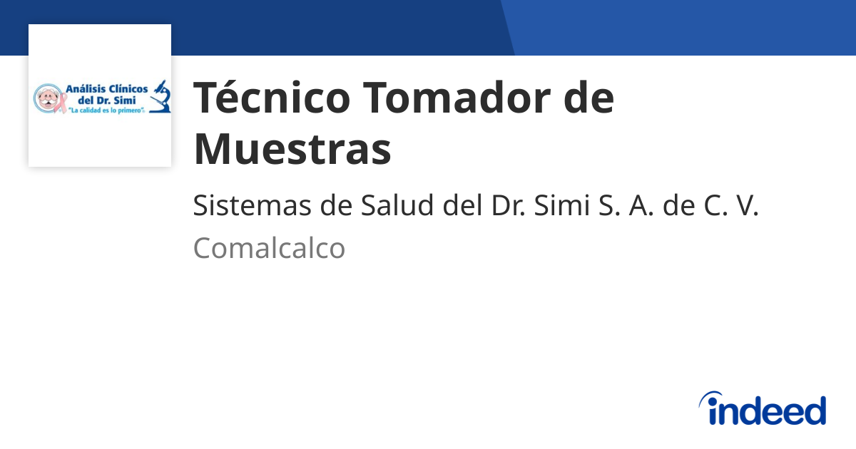 Técnico Tomador de Muestras - Comalcalco, Tab. - Indeed.com
