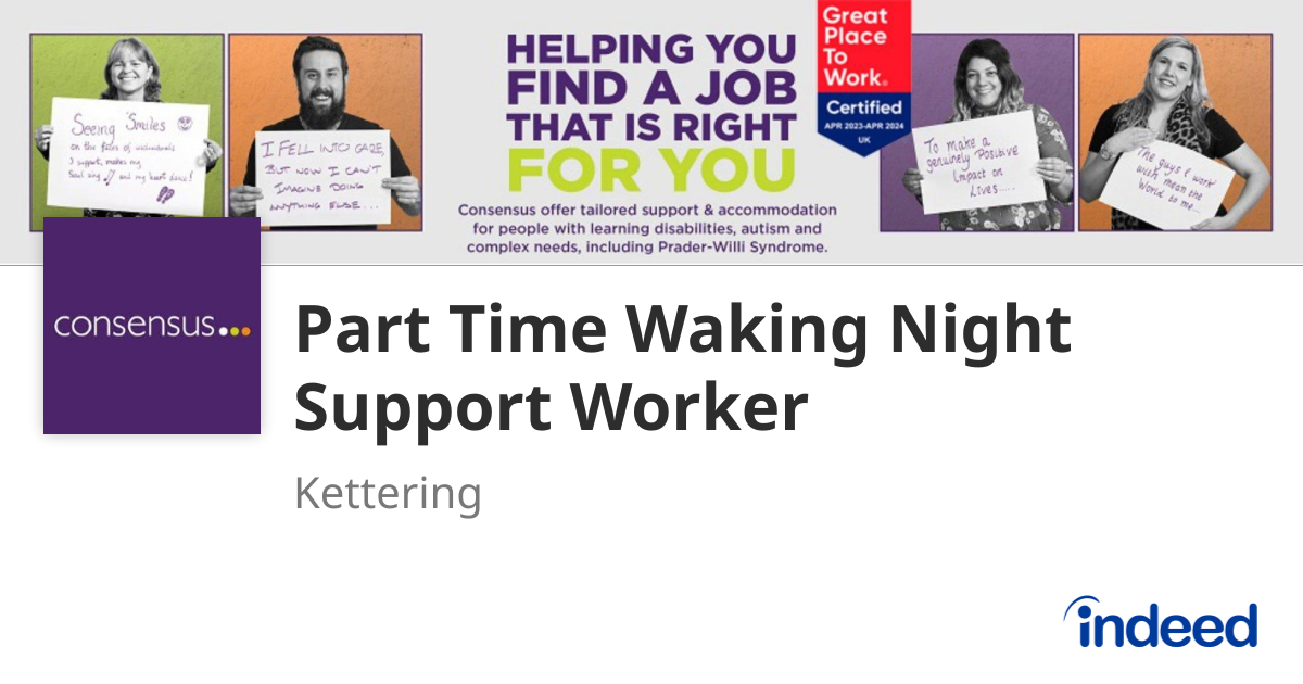 Part Time Waking Night Support Worker - Kettering NN15 6UB - Indeed.com