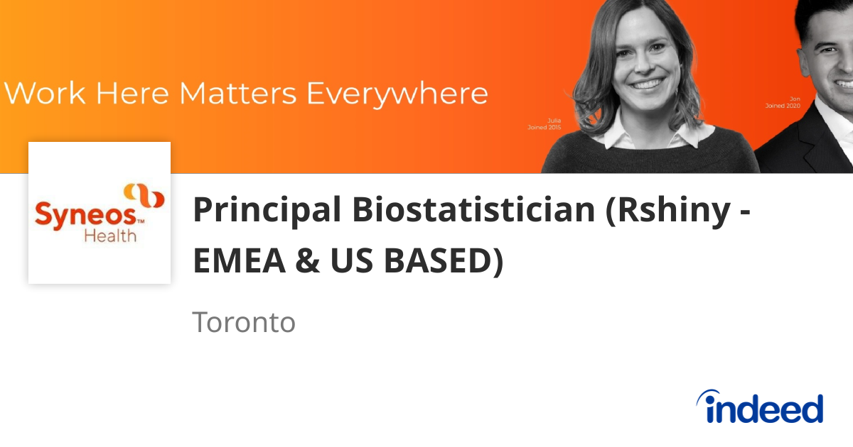 Principal Biostatistician (Rshiny - EMEA & US BASED) - Toronto, ON M3C ...