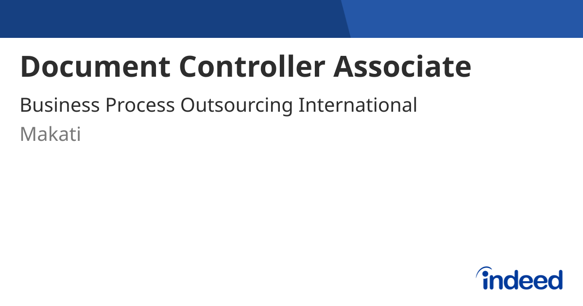 Document Controller Associate - Makati - Indeed.com