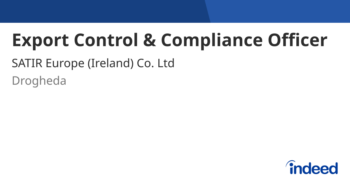 Export Control & Compliance Officer - Drogheda, County Louth - Indeed.com